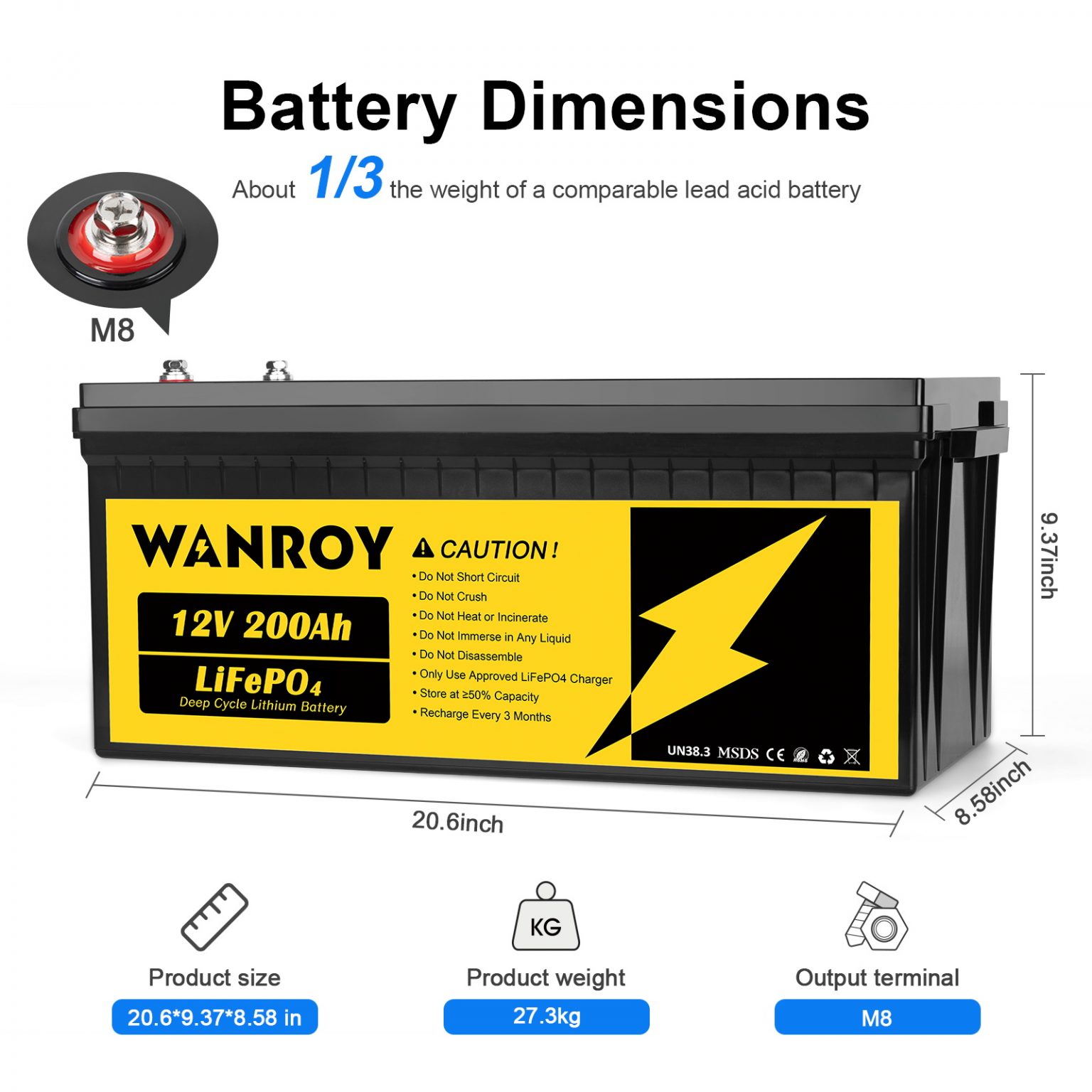 Best LiFePO4 Battery 12V 200Ah Deep Cycle With BMS